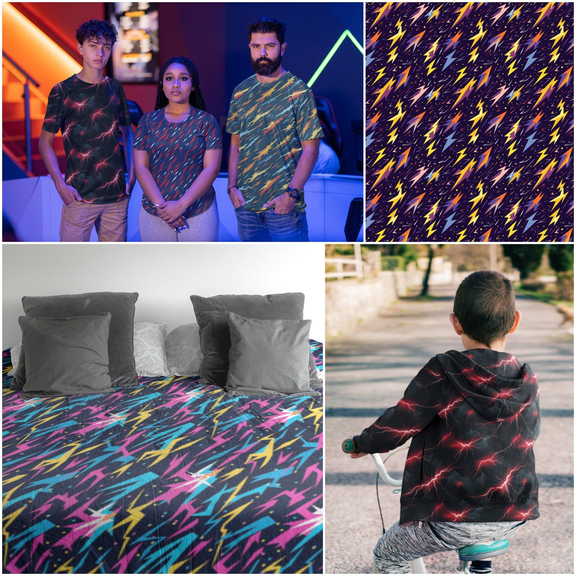 16 Lightning Patterns Bolt Seamless Patterns Thunder Repeatable Pattern ...