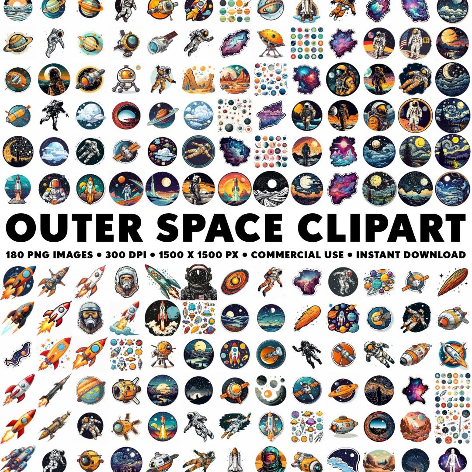 180 Space Clipart Images Rocket PNG Sticker Astronaut Design Space ...