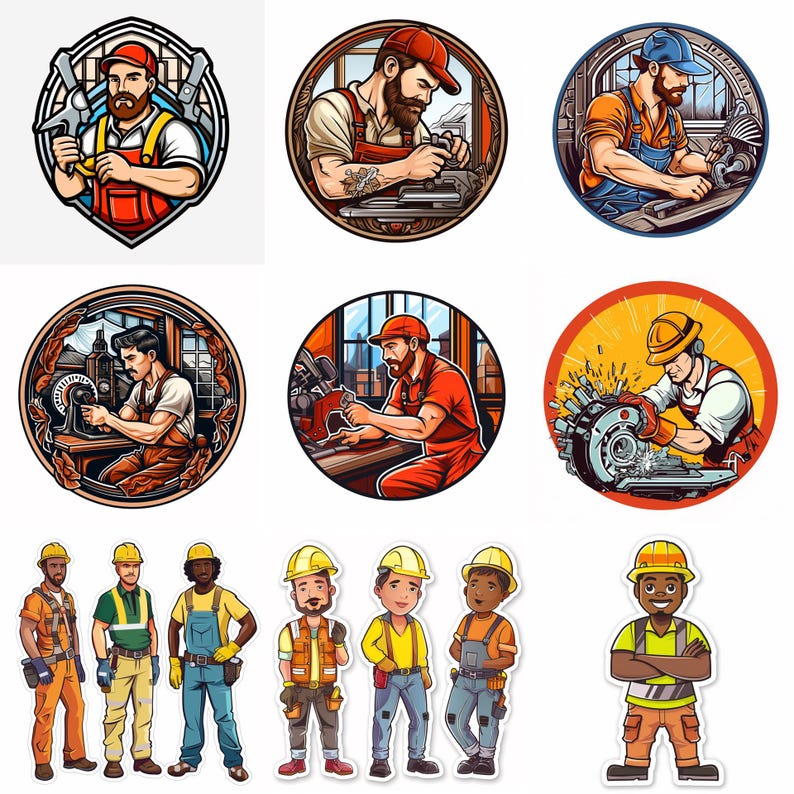 118 Bau Clipart Bilder Baustelle PNG Sticker Arbeitsdesign Weißer ...