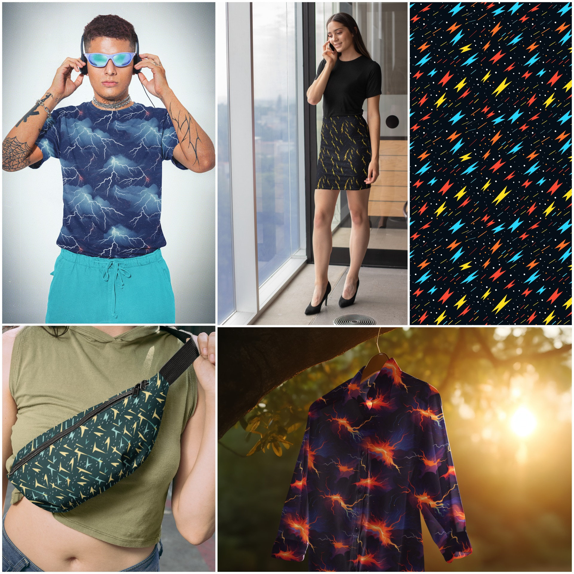 16 Lightning Patterns Bolt Seamless Patterns Thunder Repeatable Pattern ...