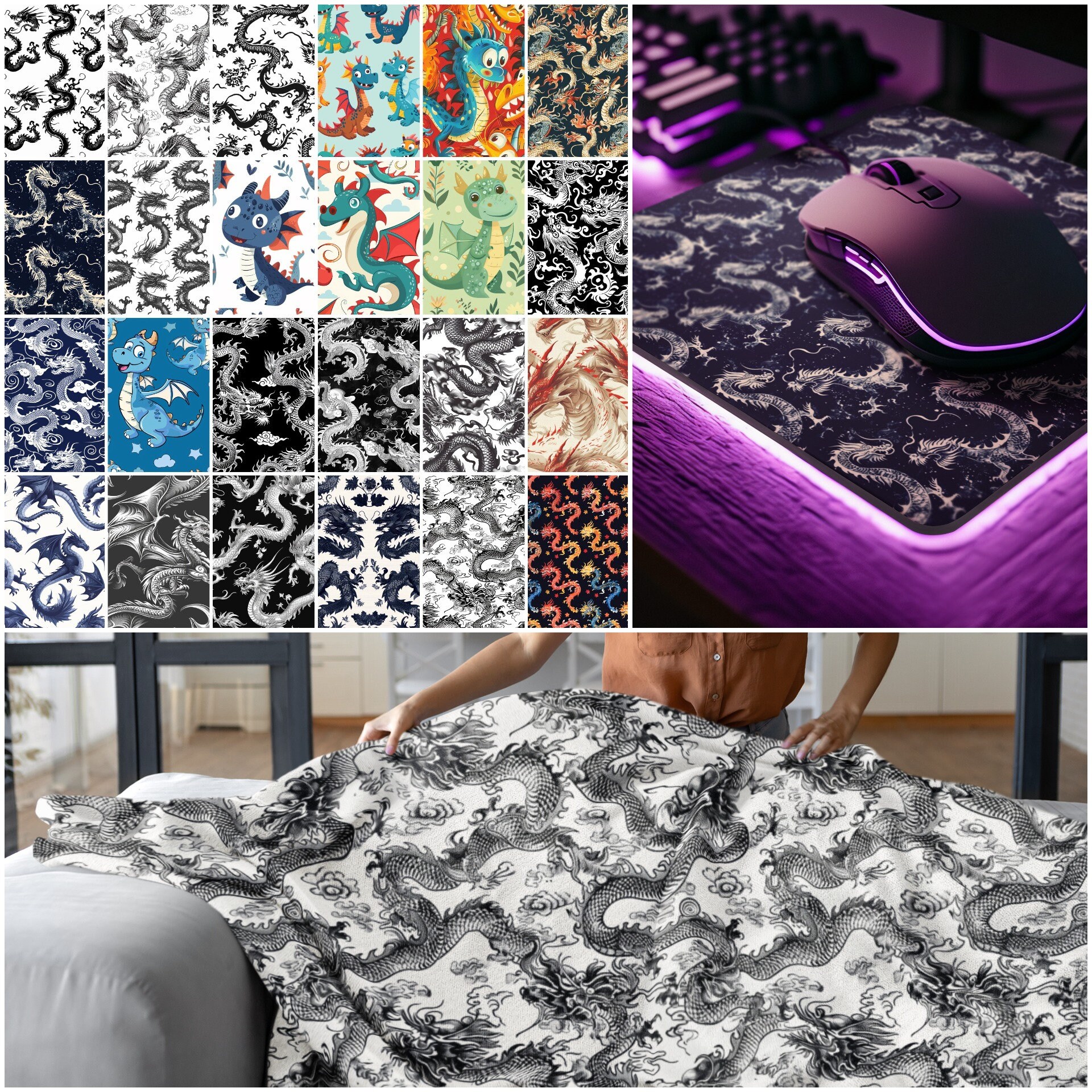 24 Dragon Patterns Dragon Seamless Monster Patterns Dragons Repeatable ...