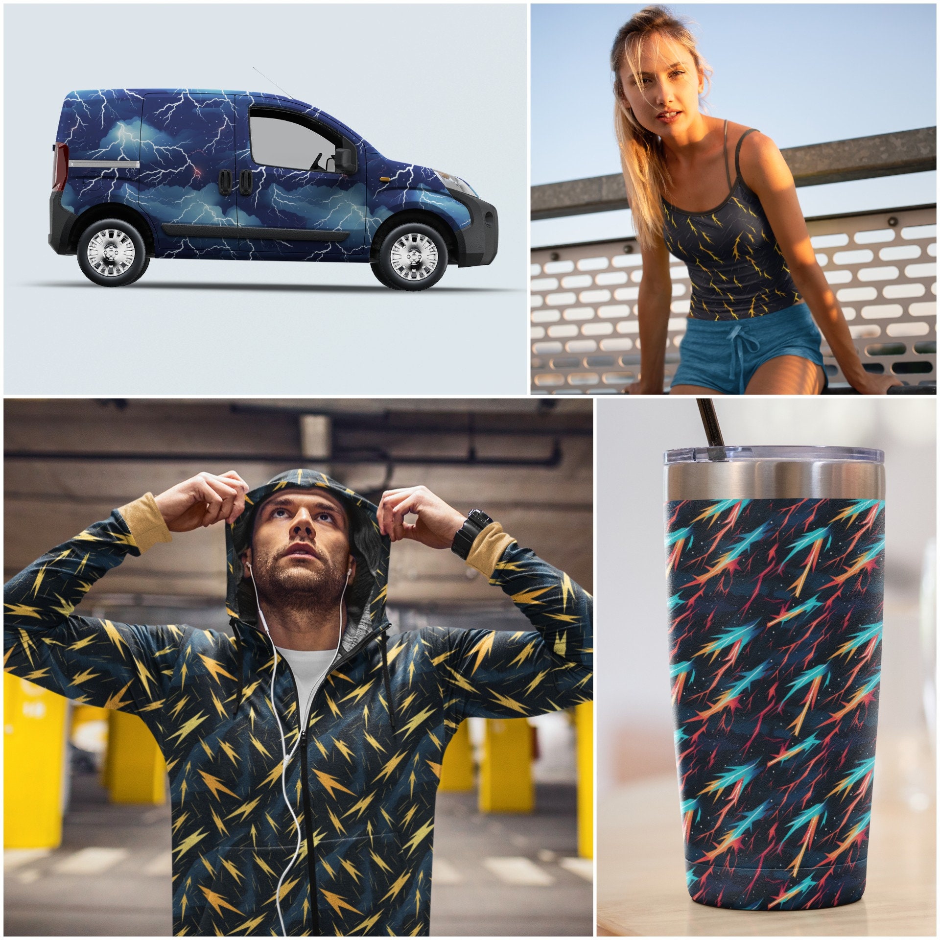 16 Lightning Patterns Bolt Seamless Patterns Thunder Repeatable Pattern ...