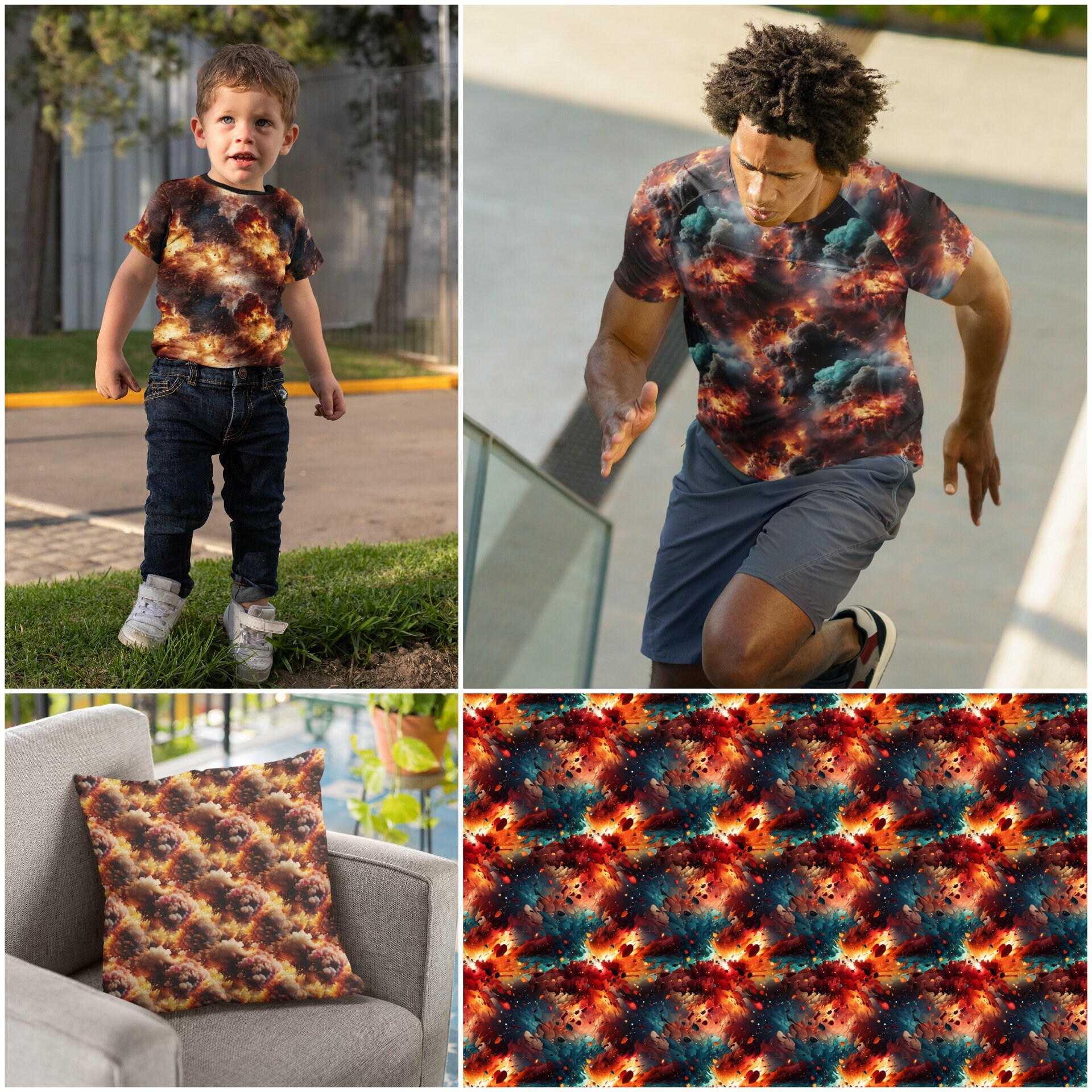 20 Explosion Patterns Fire Seamless Patterns Red Repeatable Smoke ...