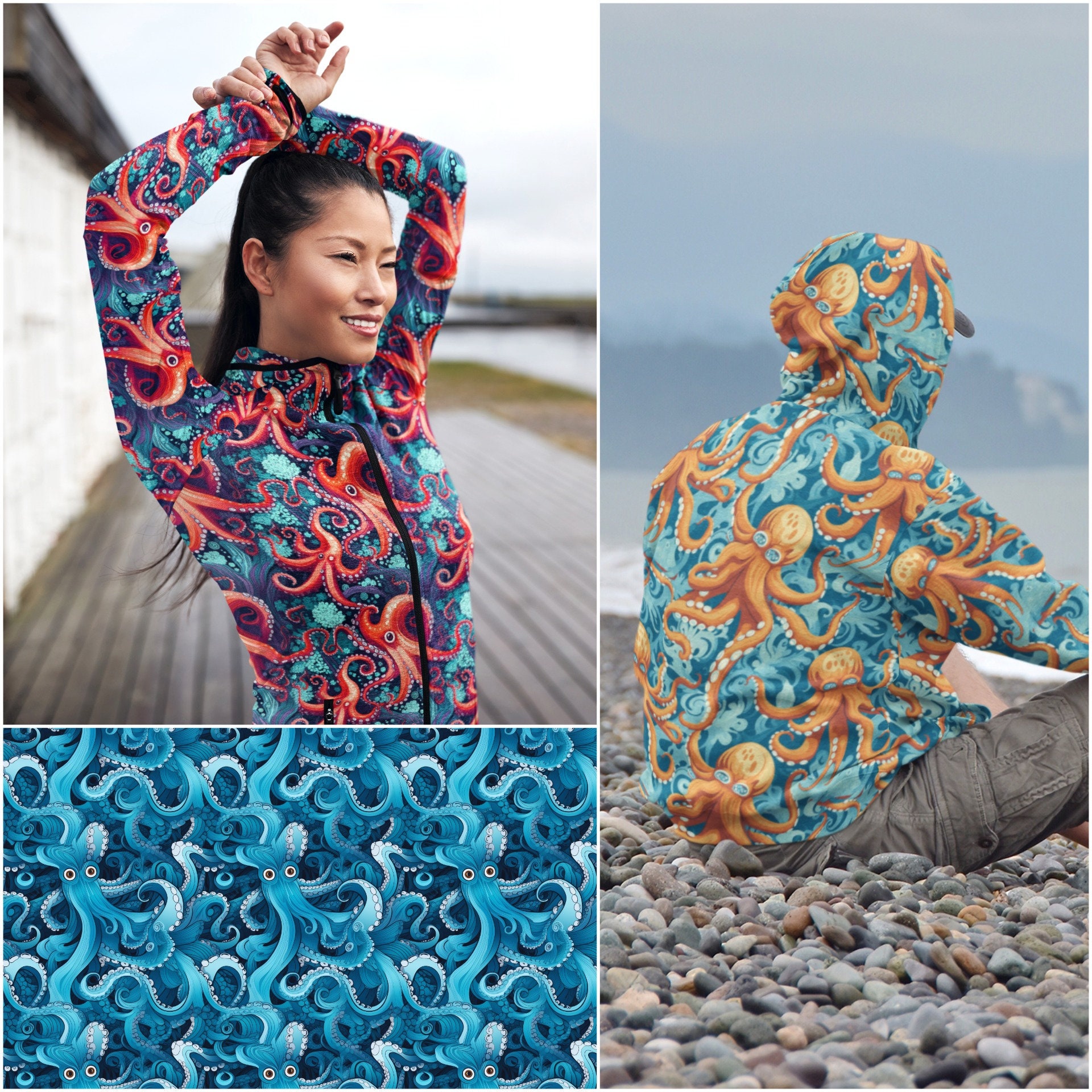 16 Octopus Patterns Tentacle Seamless Patterns Octopus Repeatable Fish ...