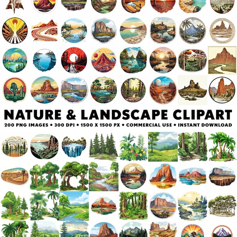 200 Nature Clipart Images Landscape PNG Sticker Nature Design Outdoor ...