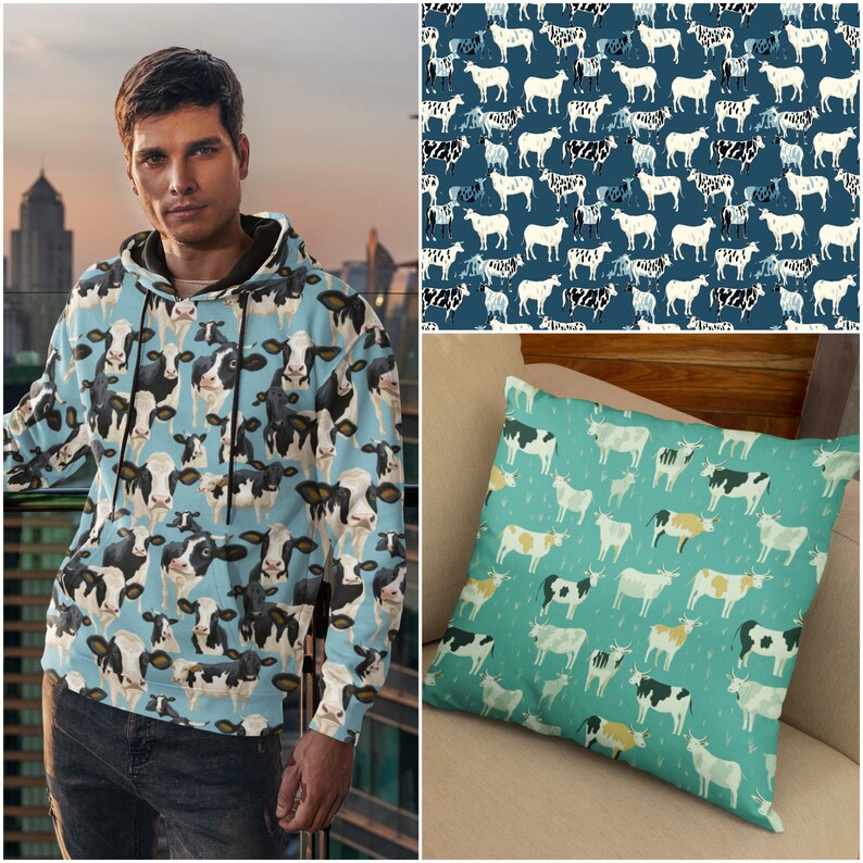 12 Cow Patterns Seamless Cows Patterns Repeatable Pattern Moo Endless ...