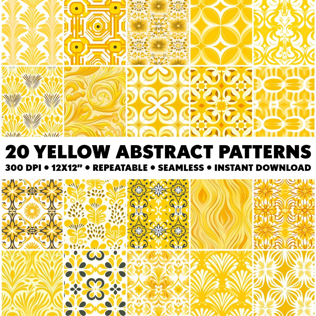 20 Yellow Abstract Yellow Patterns Seamless Yellow Patterns Endless ...