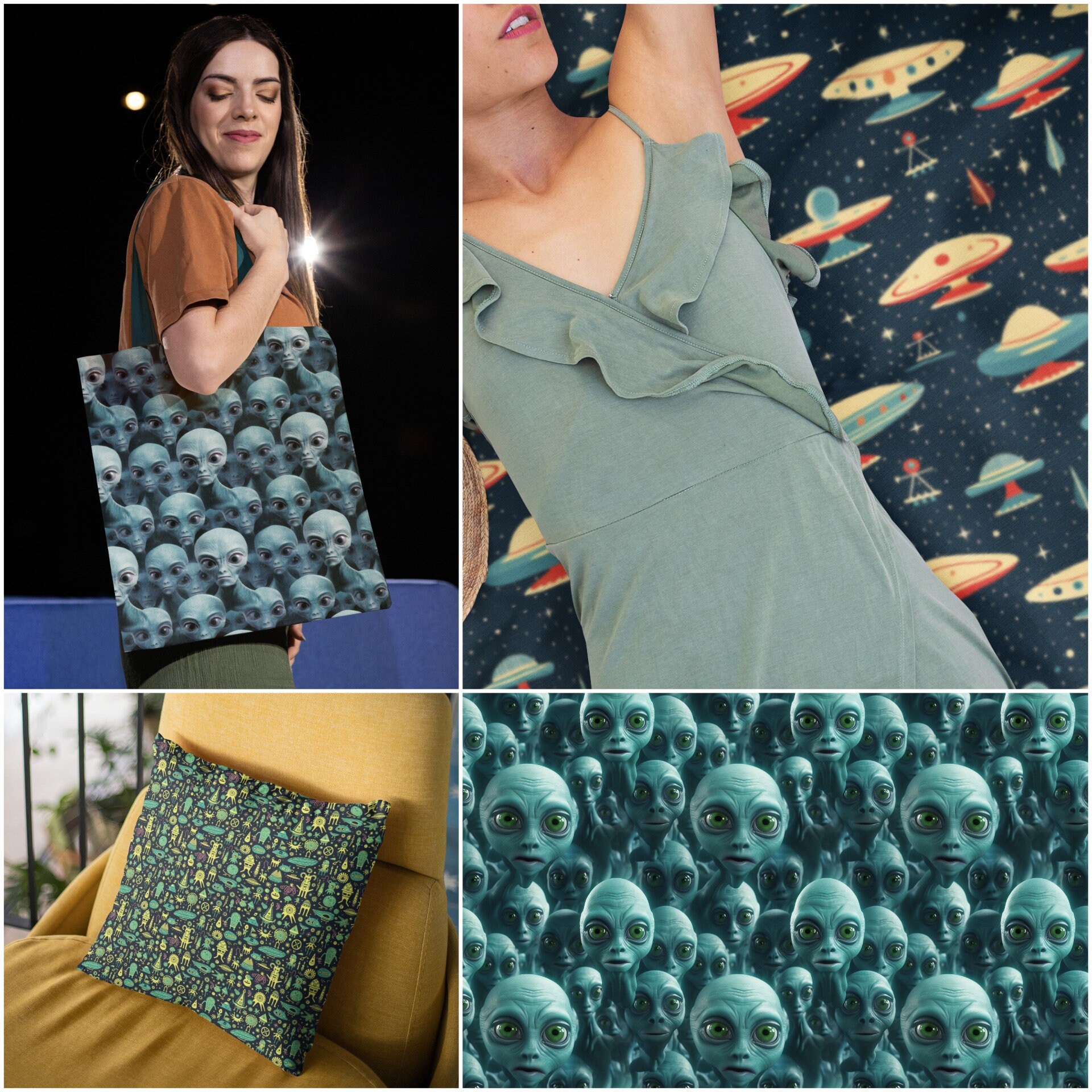 32 Alien Patterns Seamless Monster Pattern ET Repeatable Pattern Alien ...