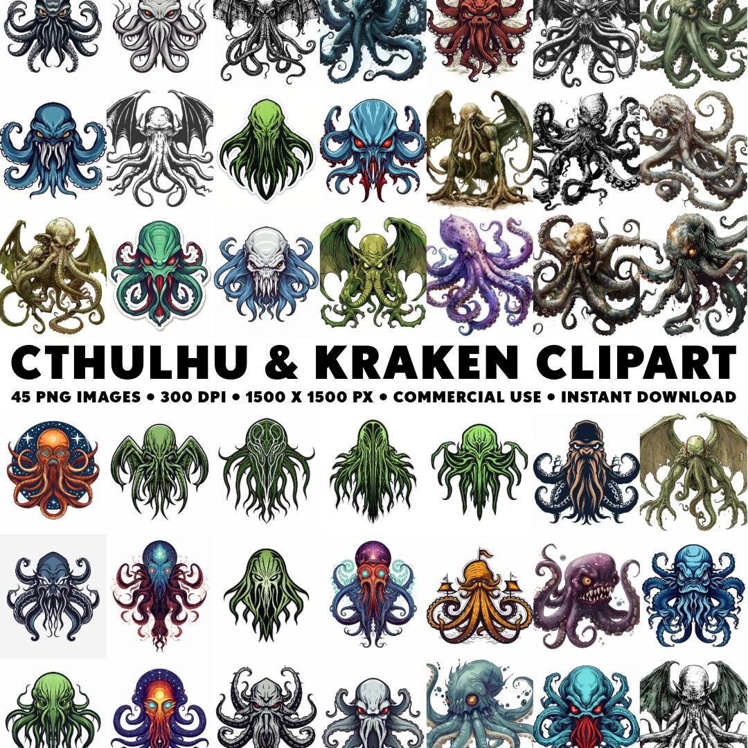 45 Cthulhu Clipart Images Kraken PNG Sticker Cthulhu Design Kraken ...