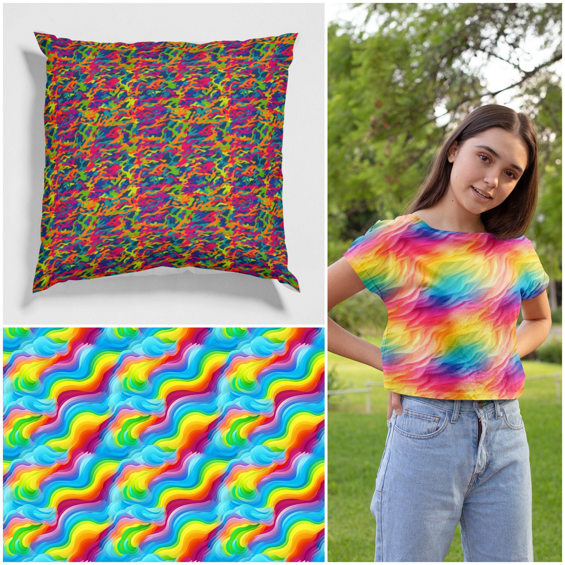 55 Rainbow Abstract Patterns Rainbow Seamless Patterns Colorful Endless ...