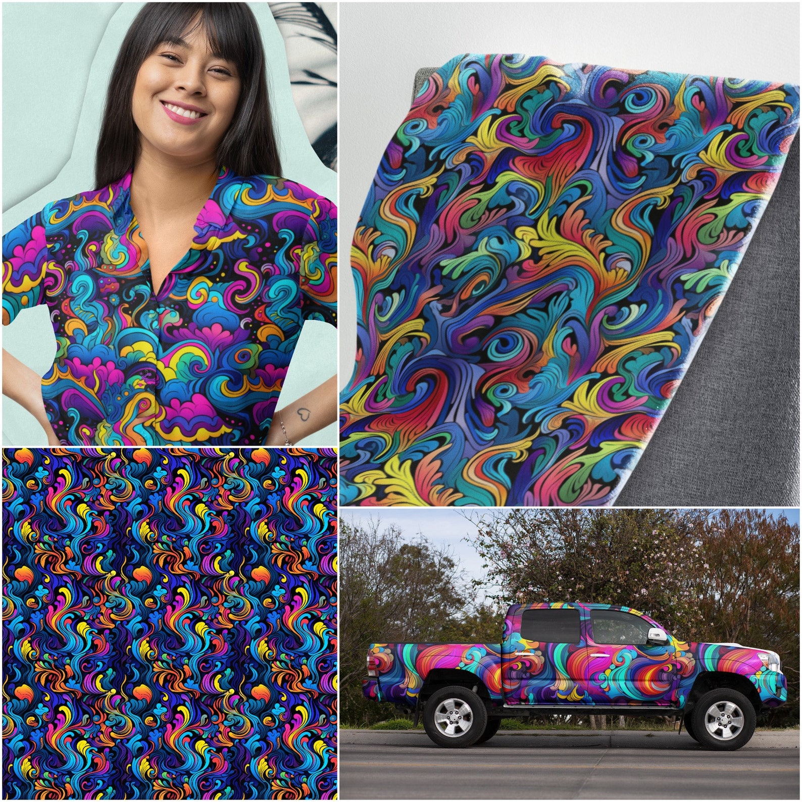 40 Psychedelic Patterns Trippy Seamless Pattern Rainbow Repeatable ...