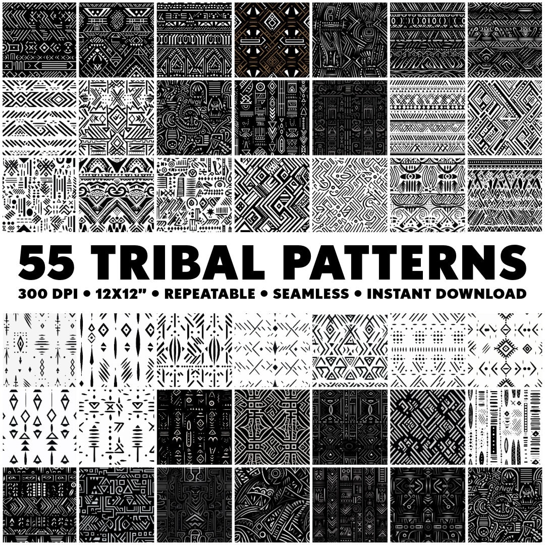 55 Tribal Patterns Seamless Tribal Patterns Endless Tribal Pattern ...