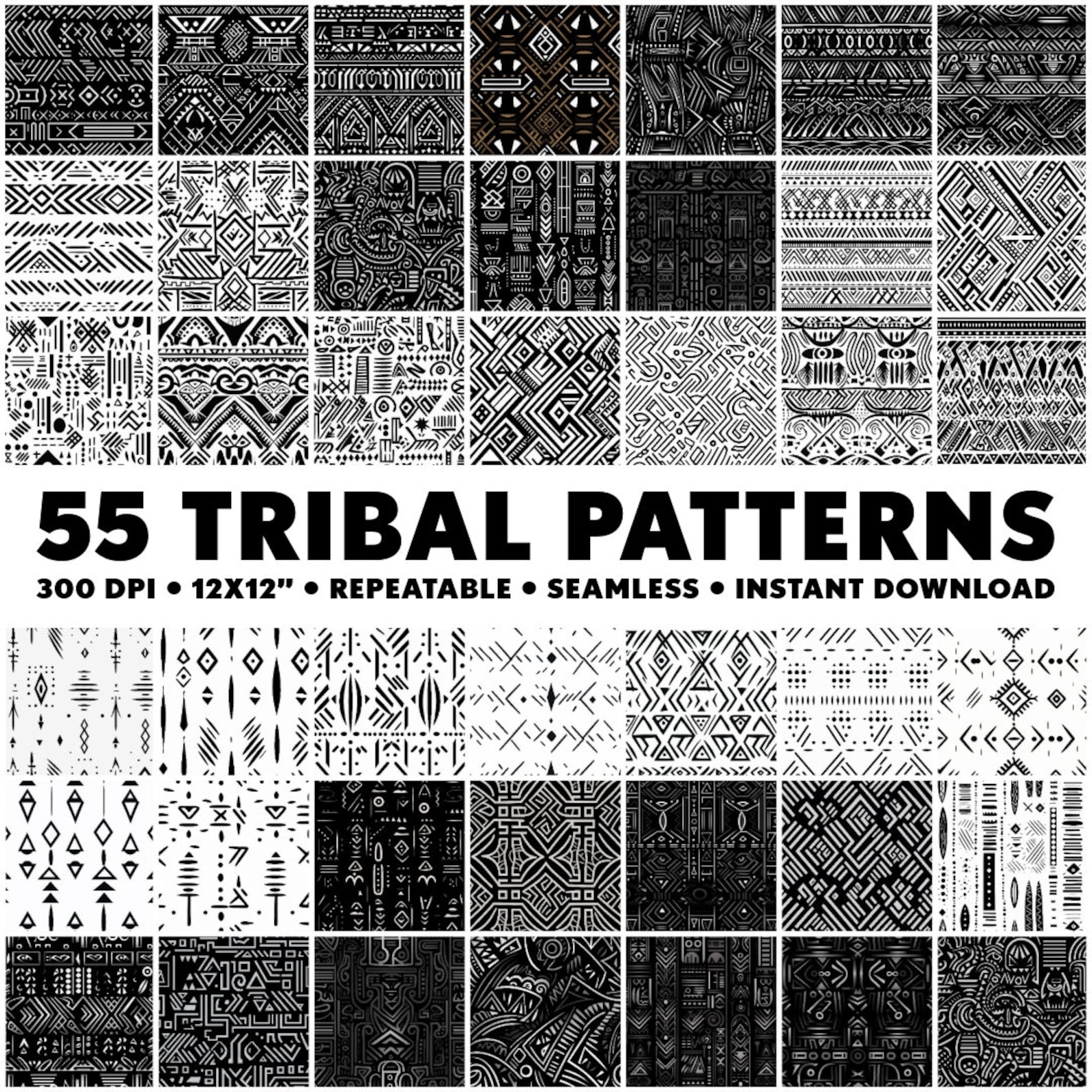 55 Tribal Patterns Seamless Tribal Patterns Endless Tribal Pattern ...