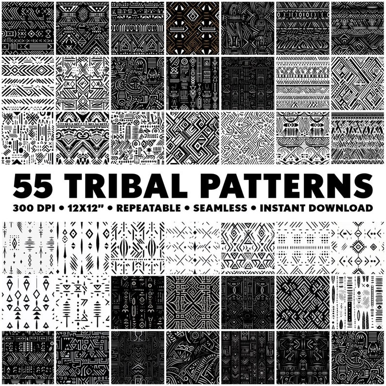 55 Tribal Patterns Seamless Tribal Patterns Endless Tribal Pattern ...
