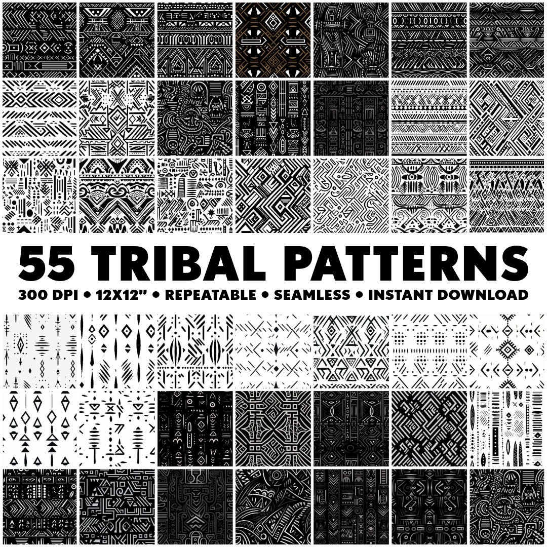 55 Tribal Patterns Seamless Tribal Patterns Endless Tribal Pattern ...