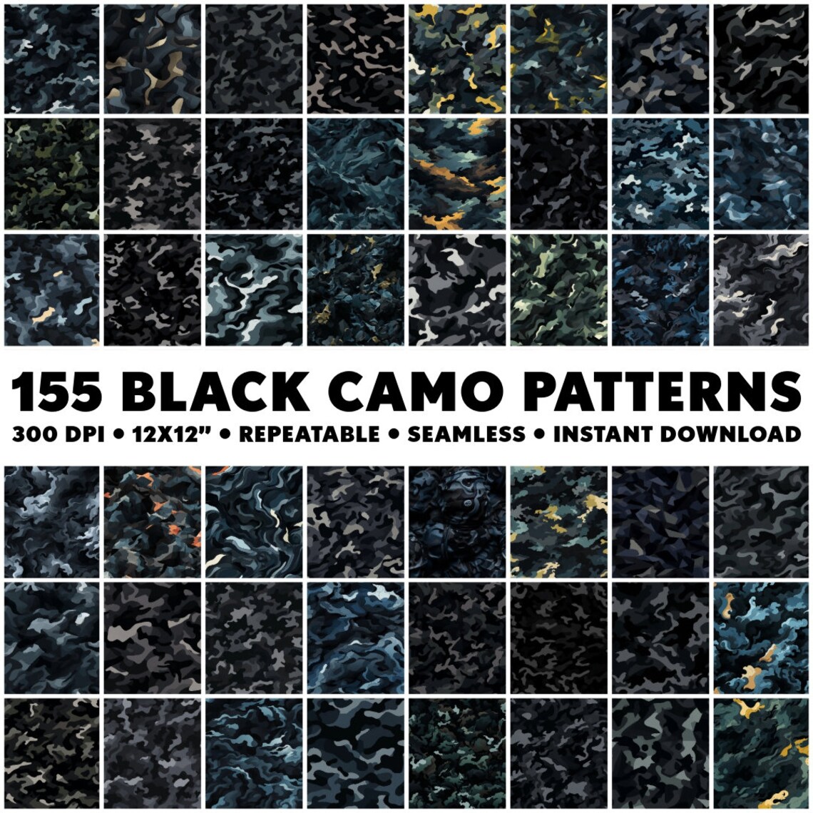 155 Black Camo Patterns Seamless Patterns Endless Camouflage Pattern ...
