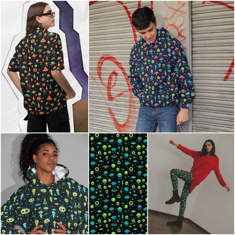 32 Alien Patterns Seamless Monster Pattern ET Repeatable Pattern Alien ...