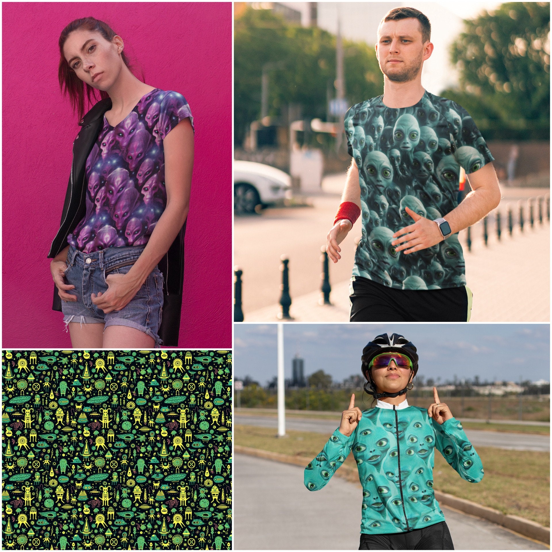 32 Alien Patterns Seamless Monster Pattern ET Repeatable Pattern Alien ...