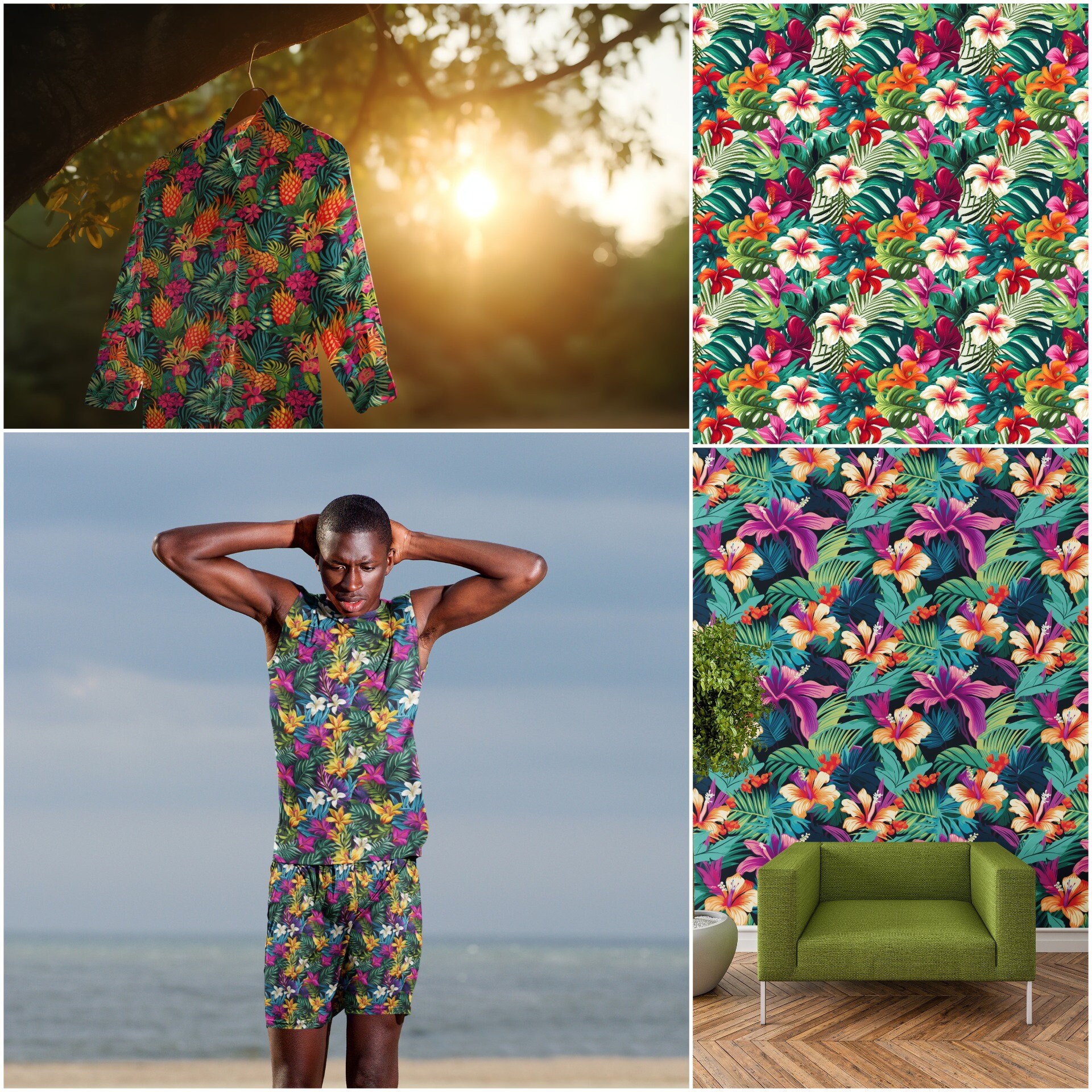 24 Tropical Patterns Flower Seamless Tropical Patterns Repeatable ...