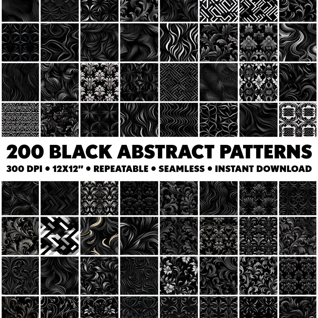 200 Black Abstract Patterns Black Seamless Patterns Black Endless ...