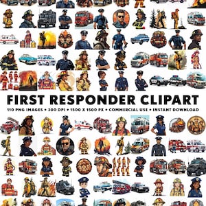 110 First Responder Clipart Images Police PNG Sticker Firefighter ...