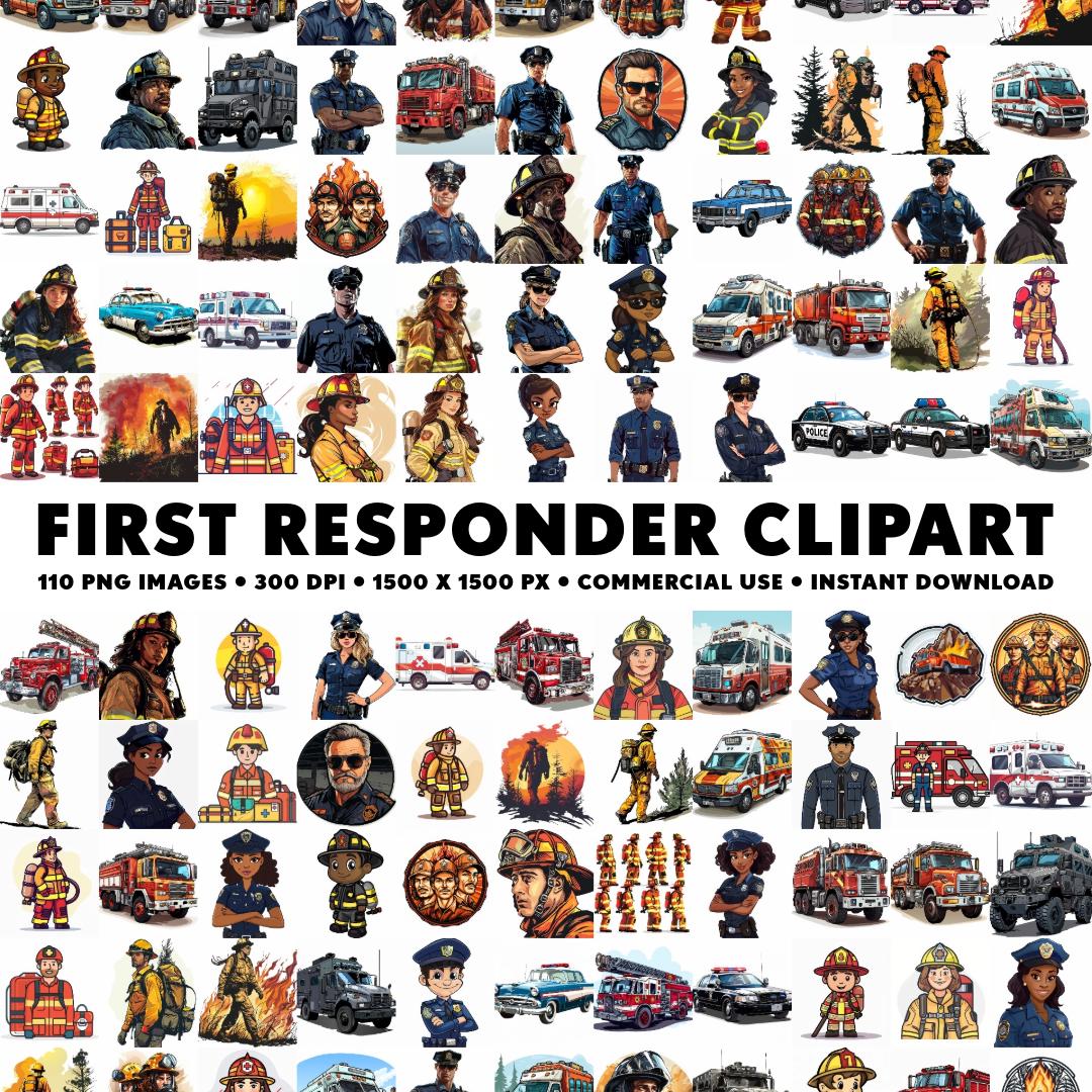 110 First Responder Clipart Images Police PNG Sticker Firefighter ...
