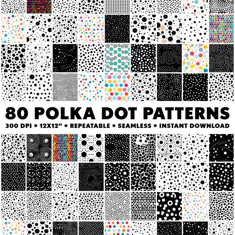 80 Polka Dot Patterns Seamless Dotted Patterns Repeatable Dot Pattern ...
