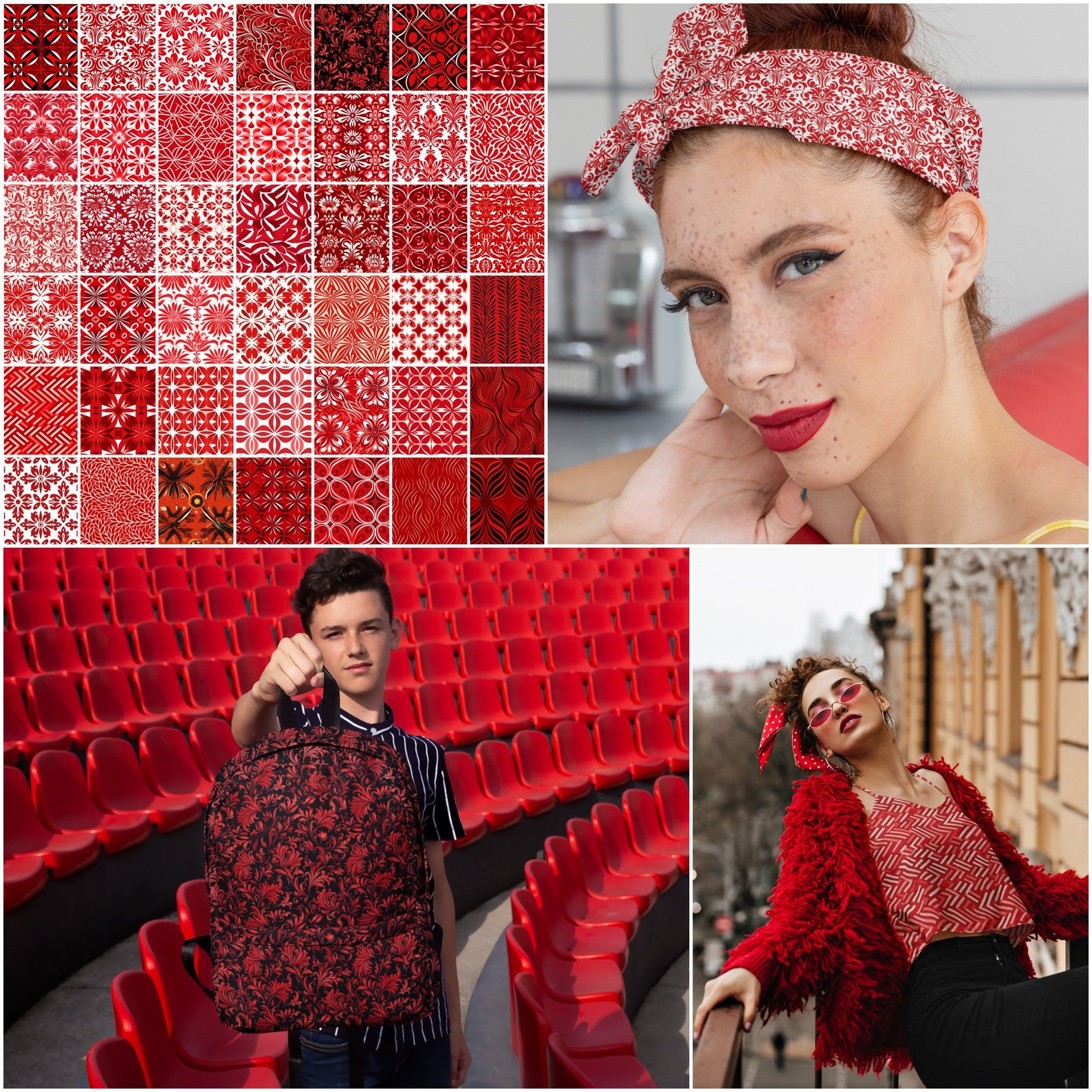 46 Red Abstract Patterns Red Seamless Patterns Red Endless Abstract Red ...