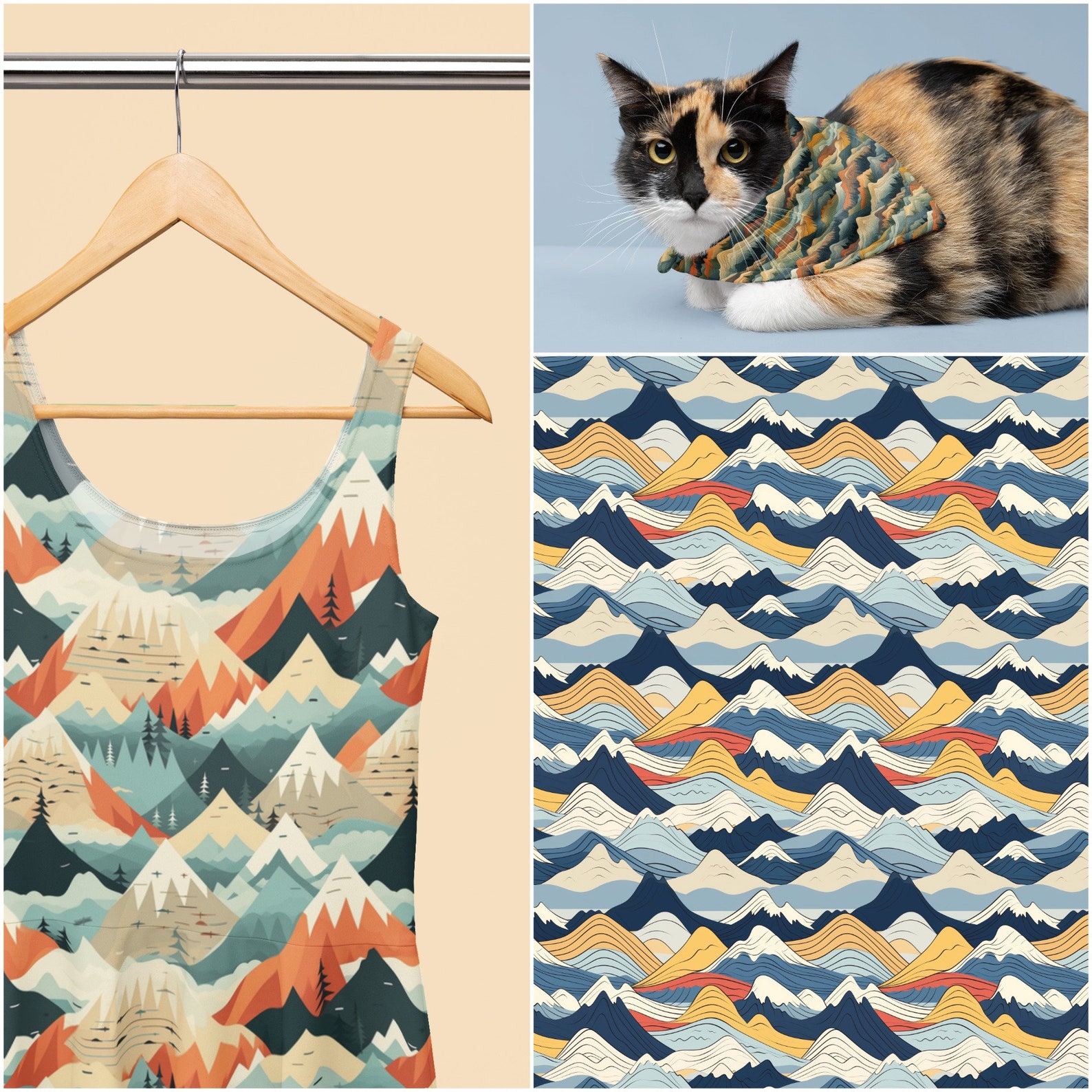 8 Mountain Patterns Seamless Mountain Range Patterns Repeatable Peaks ...