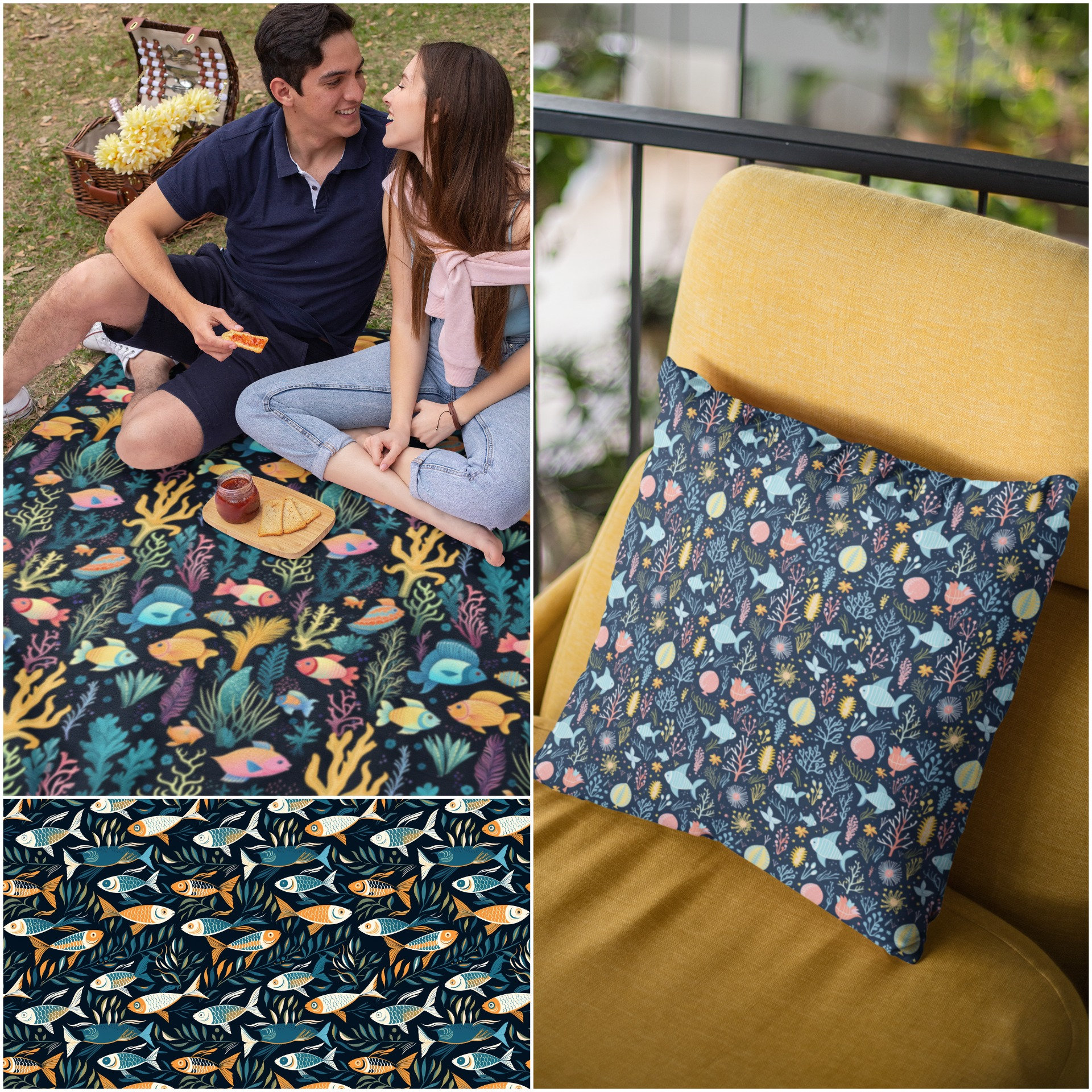 32 Fish Patterns Seamless Fishing Patterns Repeatable Goldfish Pattern ...