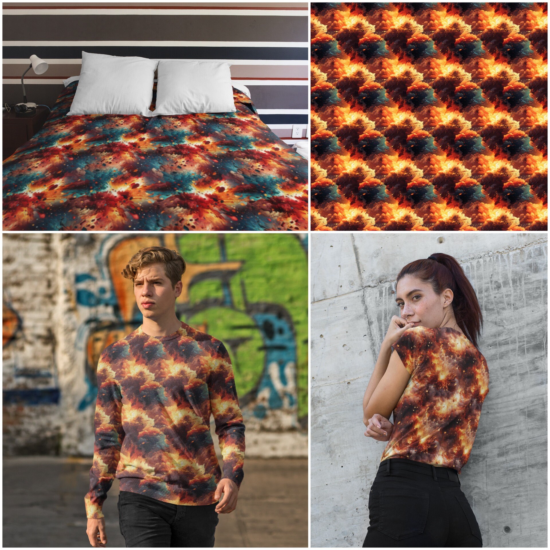 20 Explosion Patterns Fire Seamless Patterns Red Repeatable Smoke ...