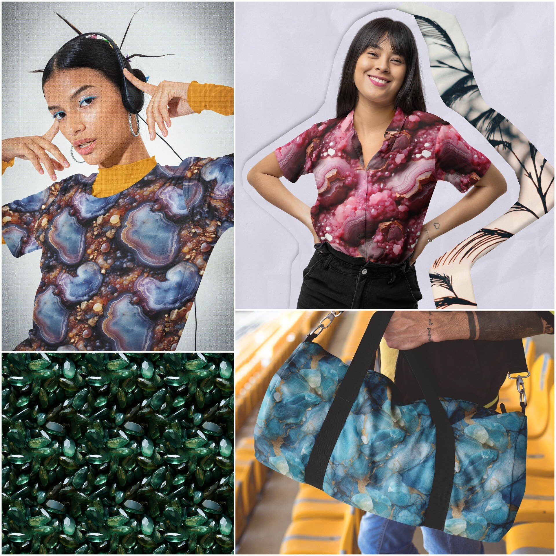 415 Gem Patterns Quartz Seamless Gemstone Patterns Repeatable Mineral ...