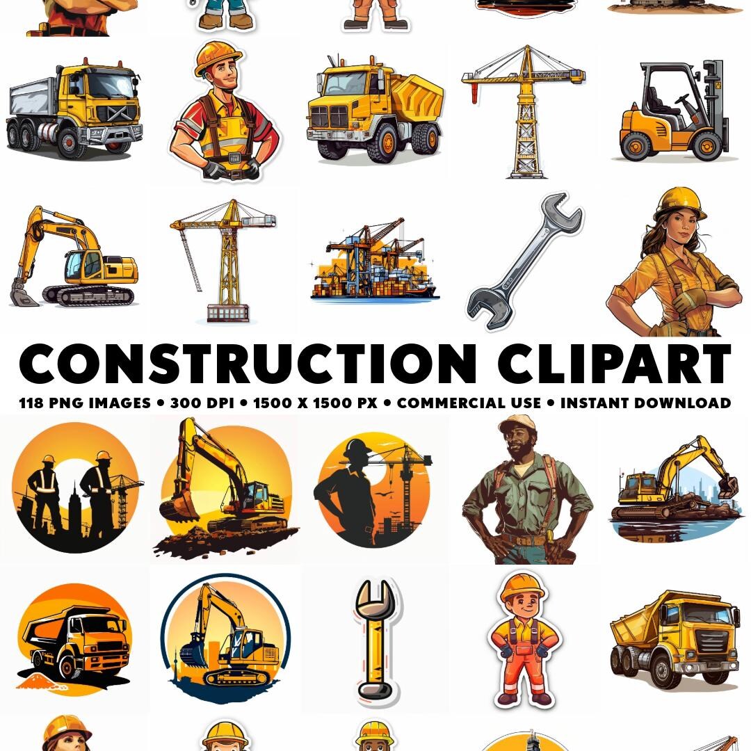 118 Bau Clipart Bilder Baustelle PNG Sticker Arbeitsdesign Weißer ...