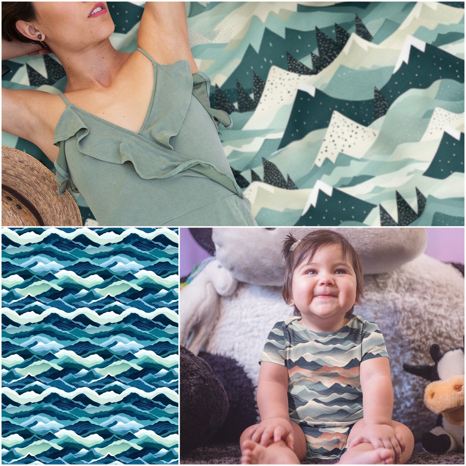 8 Mountain Patterns Seamless Mountain Range Patterns Repeatable Peaks ...