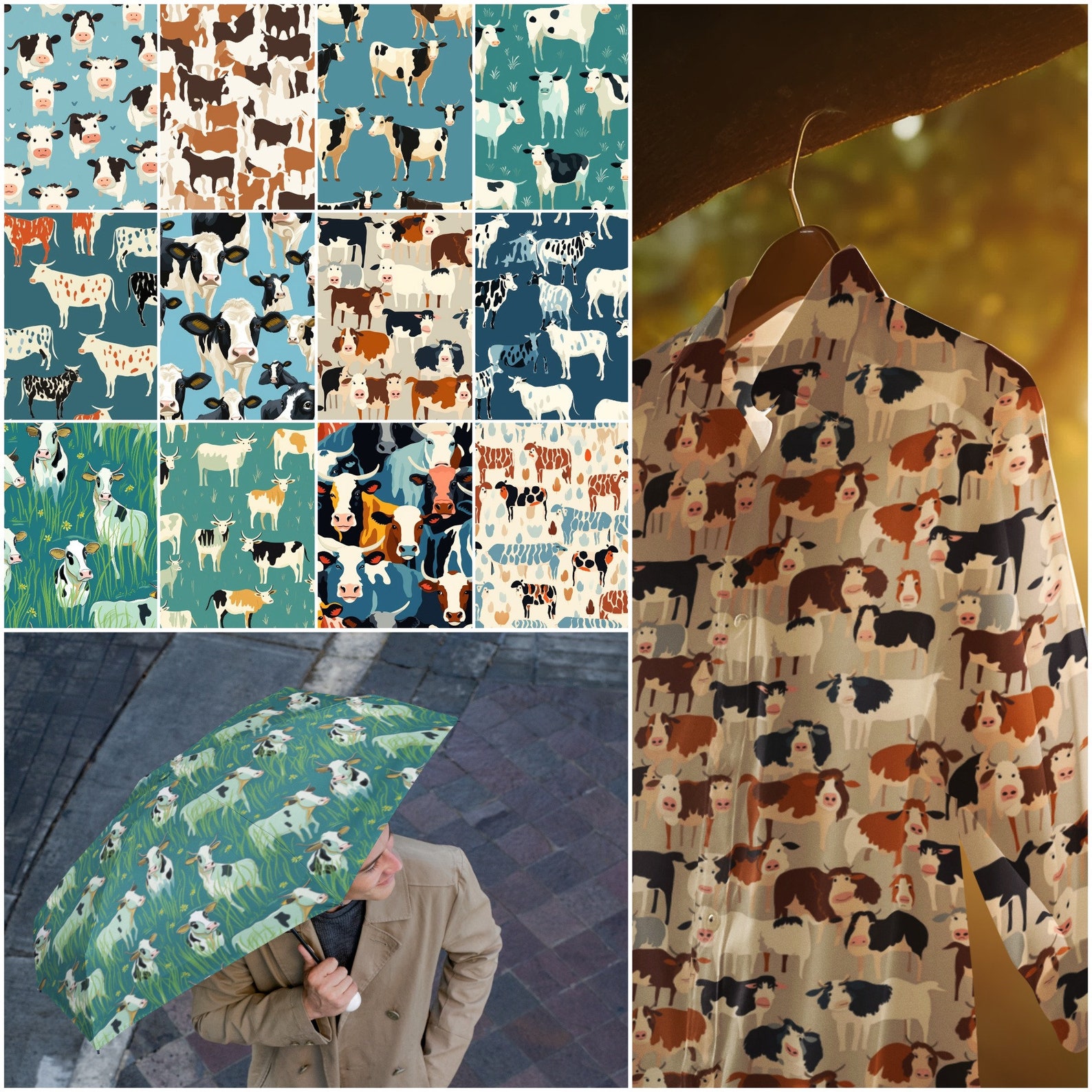 12 Cow Patterns Seamless Cows Patterns Repeatable Pattern Moo Endless ...