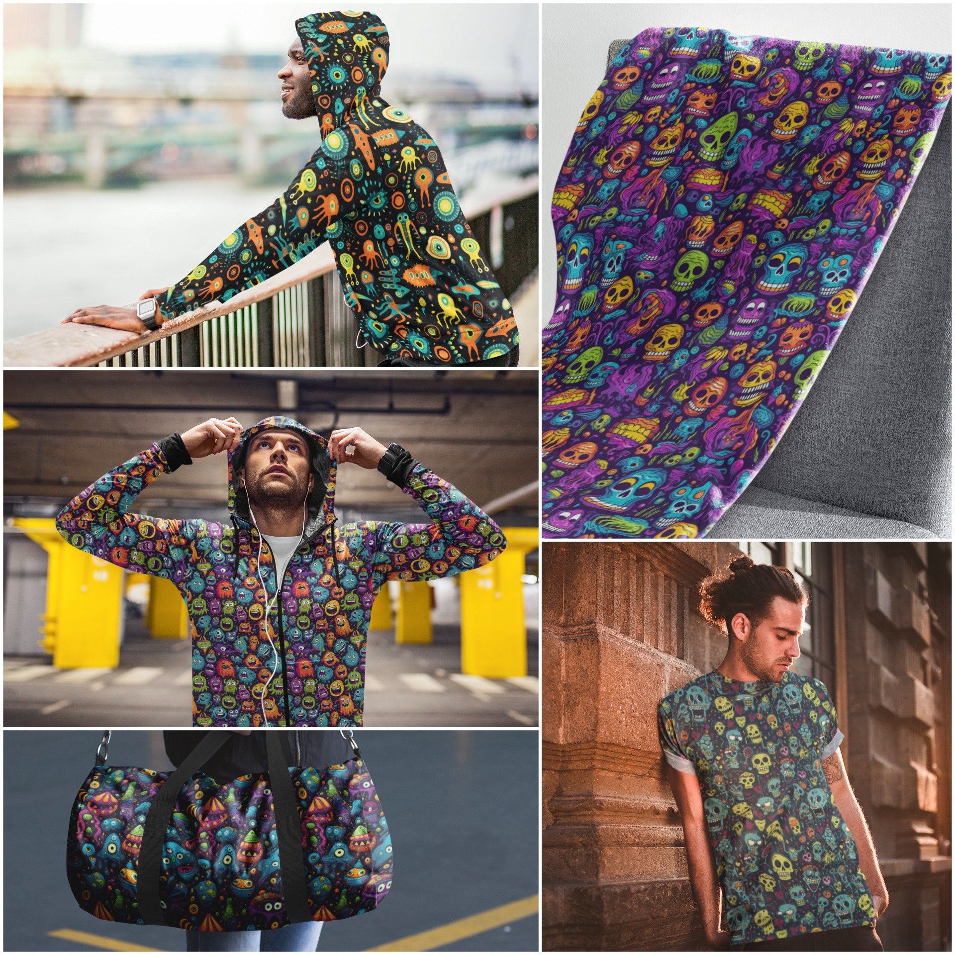 85 Monster Patterns Seamless Scary Patterns Repeatable Monster Pattern ...