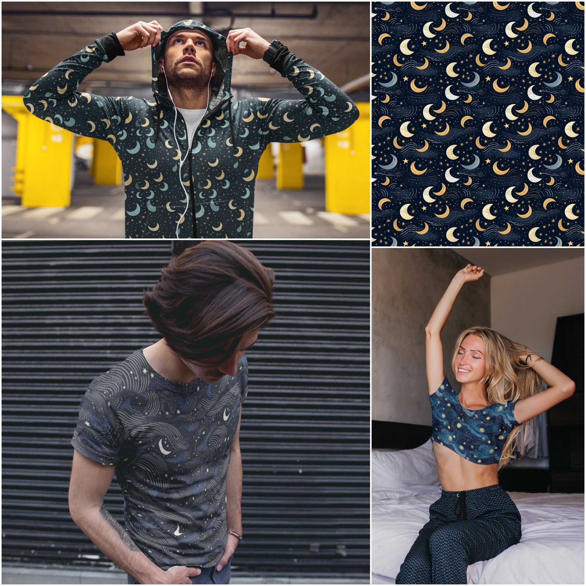 25 Moon Patterns Lunar Seamless Patterns Night Sky Repeatable Star ...