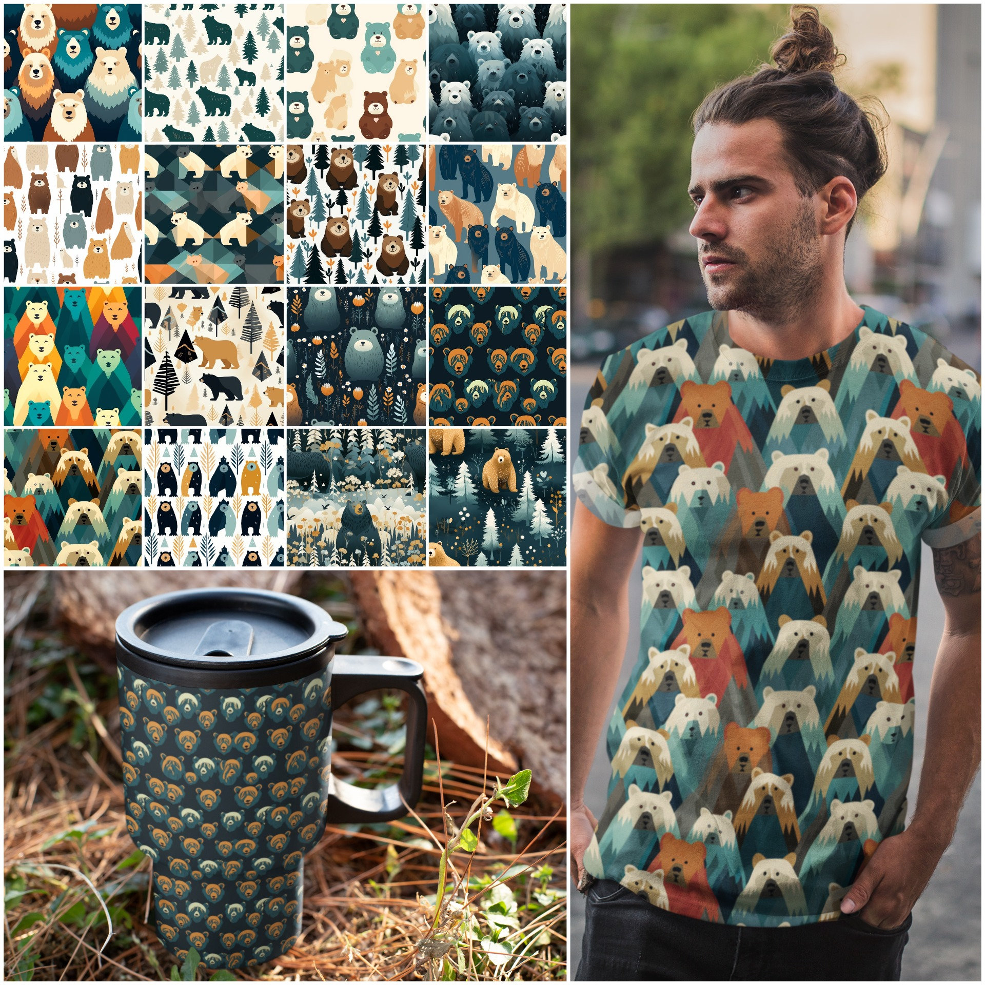 16 Bear Patterns Seamless Bears Patterns Repeatable Black Bear Pattern ...