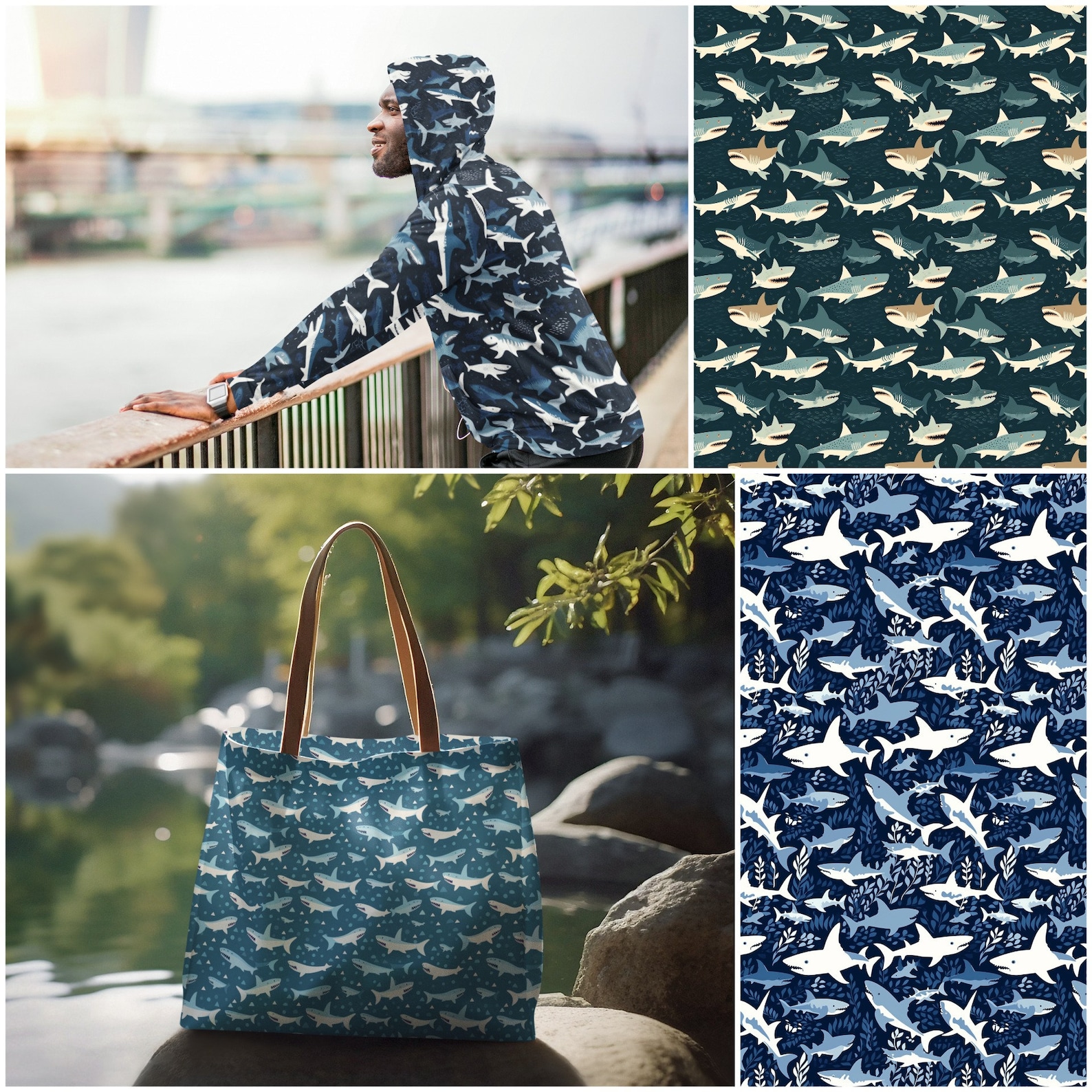 18 Shark Patterns Great White Seamless Patterns Sharks Repeatable ...