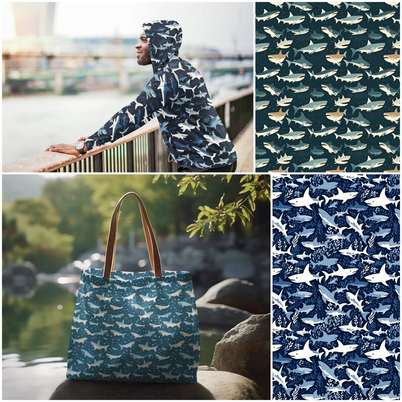 18 Shark Patterns Great White Seamless Patterns Sharks Repeatable ...