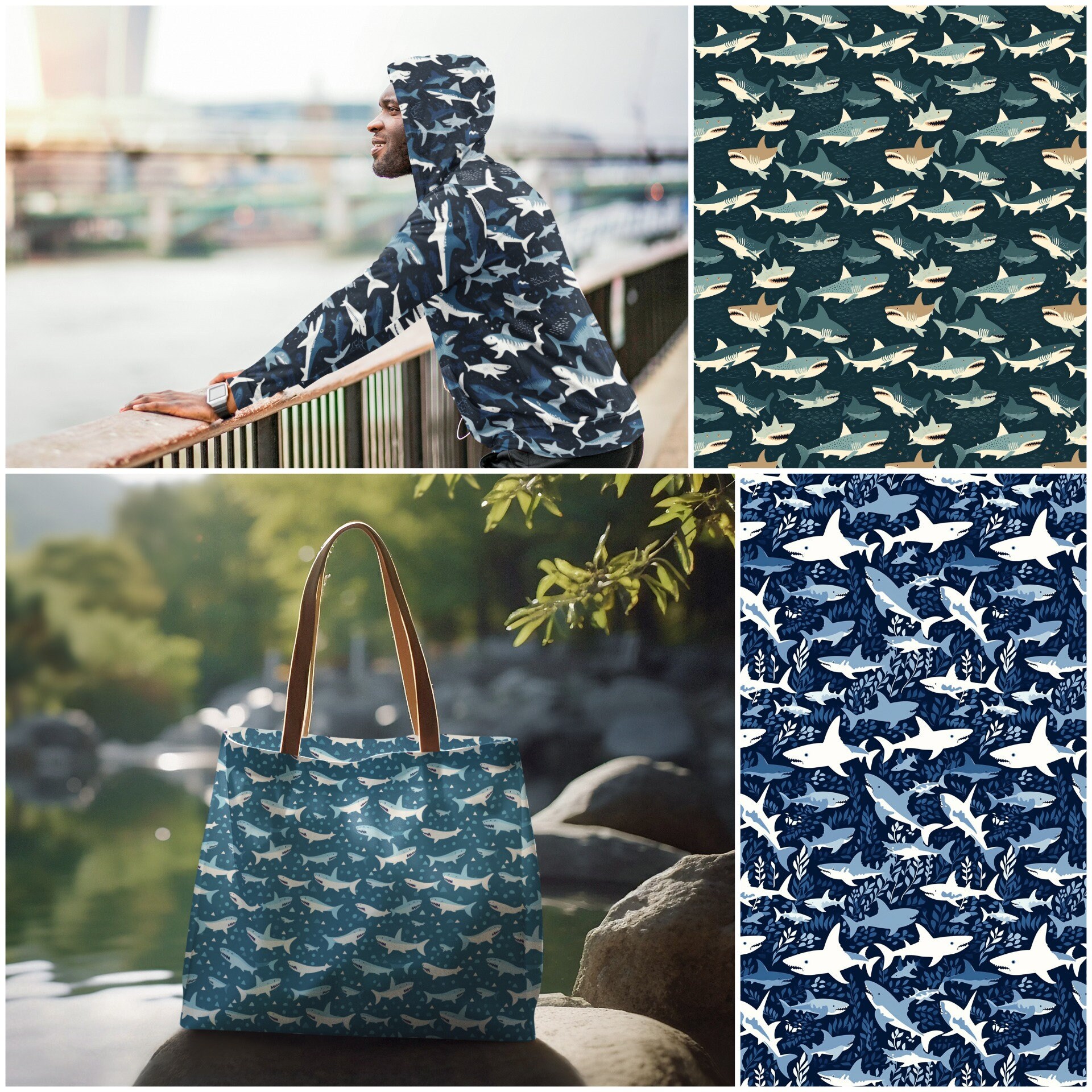 18 Shark Patterns Great White Seamless Patterns Sharks Repeatable ...