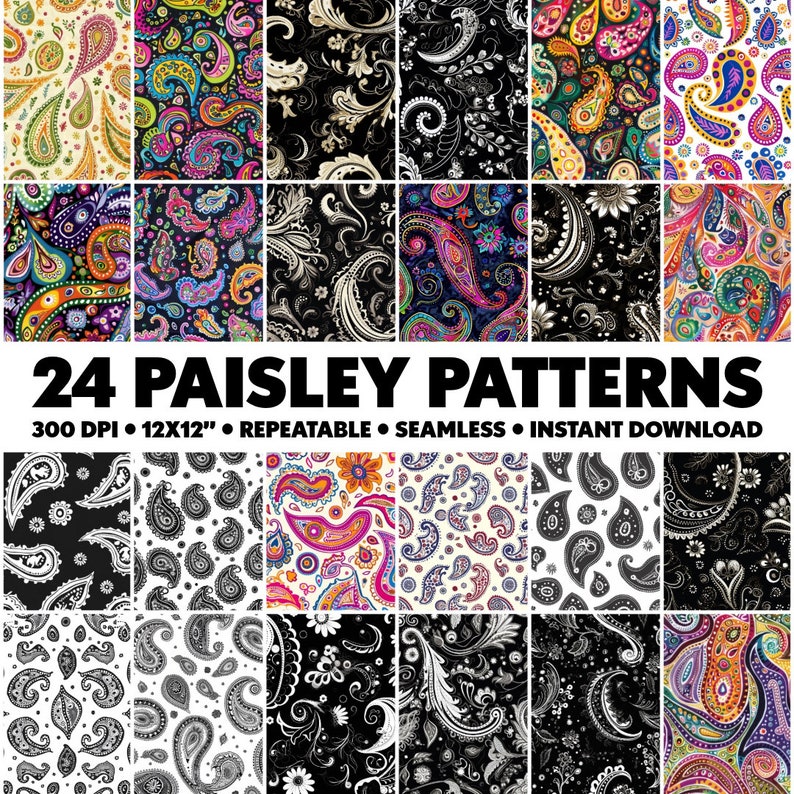 24 Paisley Patterns Seamless Paisley Patterns Classic Repeatable ...