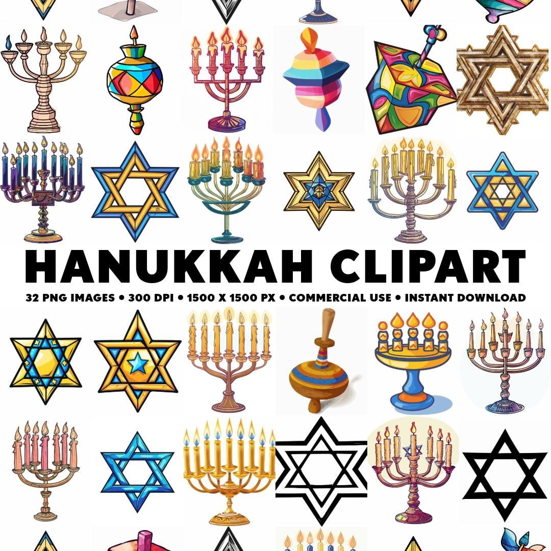 32 Hanukkah Clipart Images Hanukkah PNG Sticker Manora Design White ...
