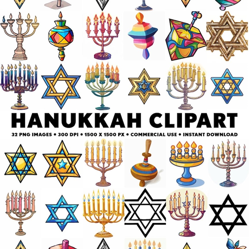 32 Hanukkah Clipart Images Hanukkah PNG Sticker Manora Design White ...