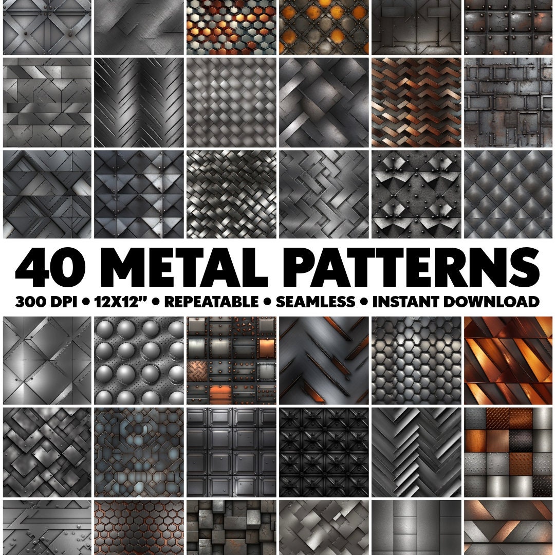 40 Metal Patterns Seamless Metal Patterns Repeatable Chrome Pattern ...