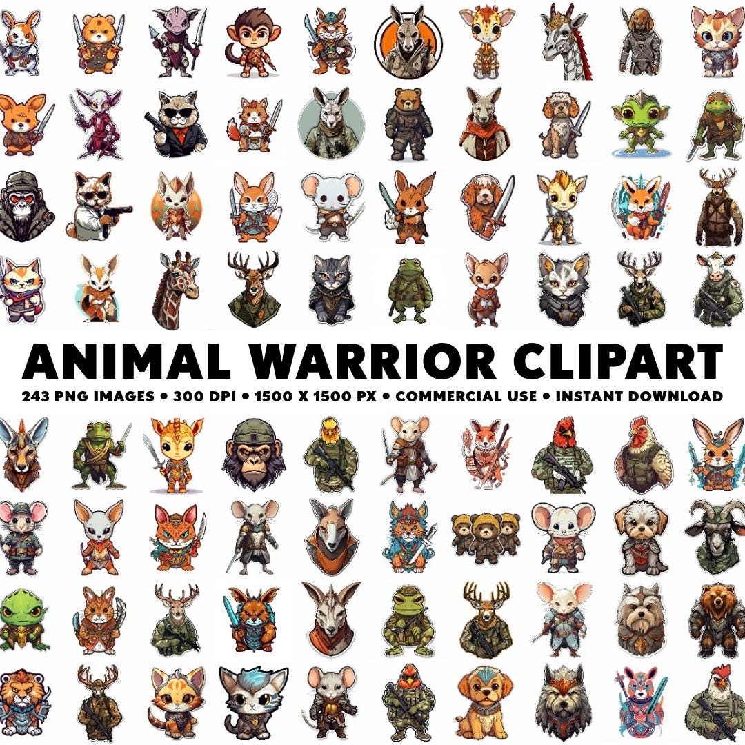 243 Animal Warrior Clipart Images Animal Warrior PNG Sticker Military ...