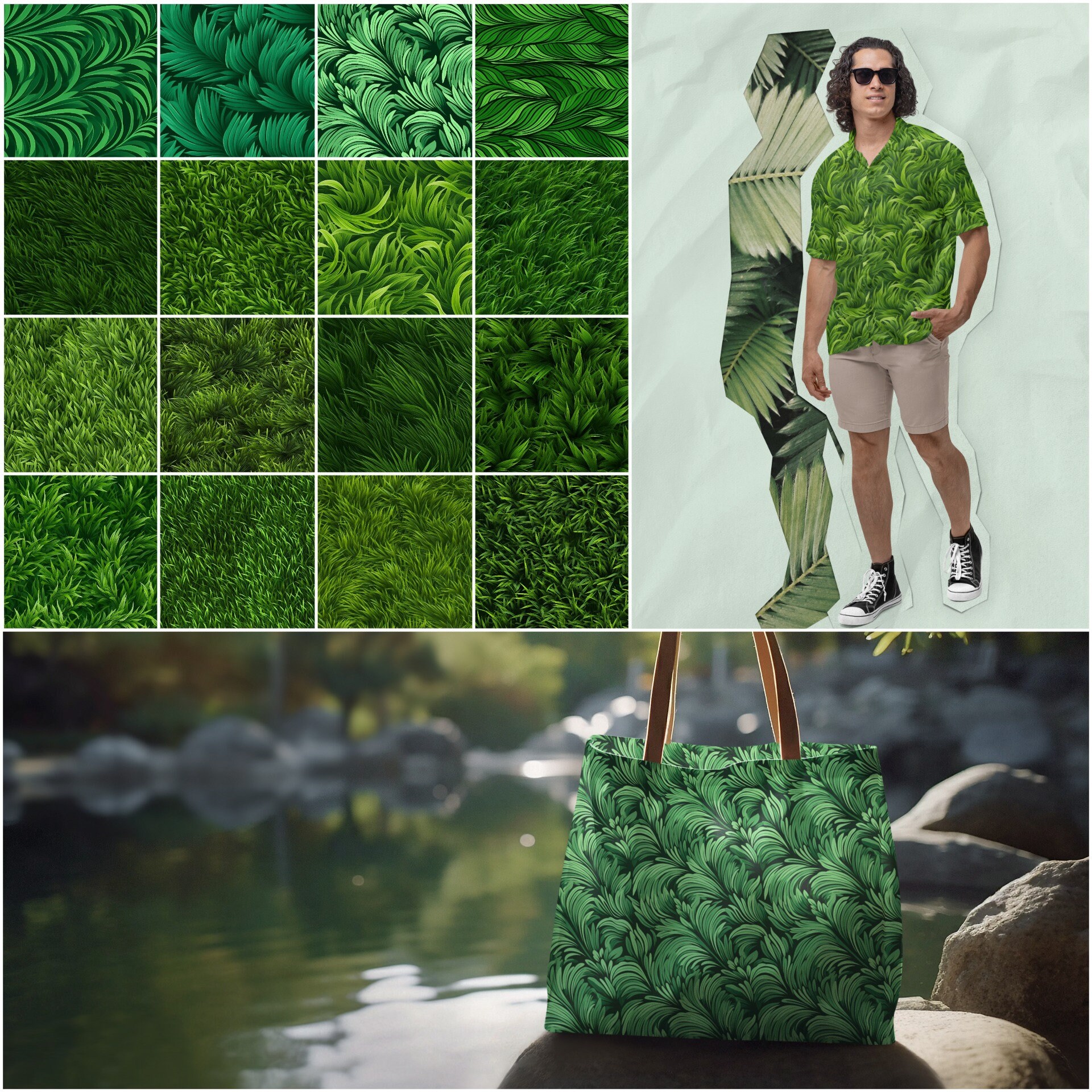 16 Grass Patterns Green Seamless Patterns Grassy Repeatable Pattern ...