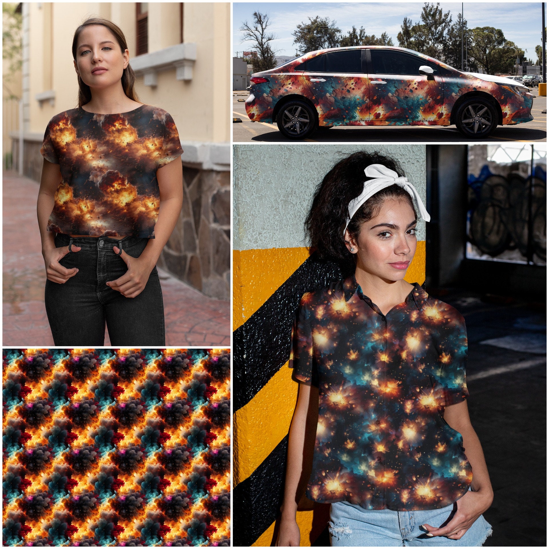 20 Explosion Patterns Fire Seamless Patterns Red Repeatable Smoke ...