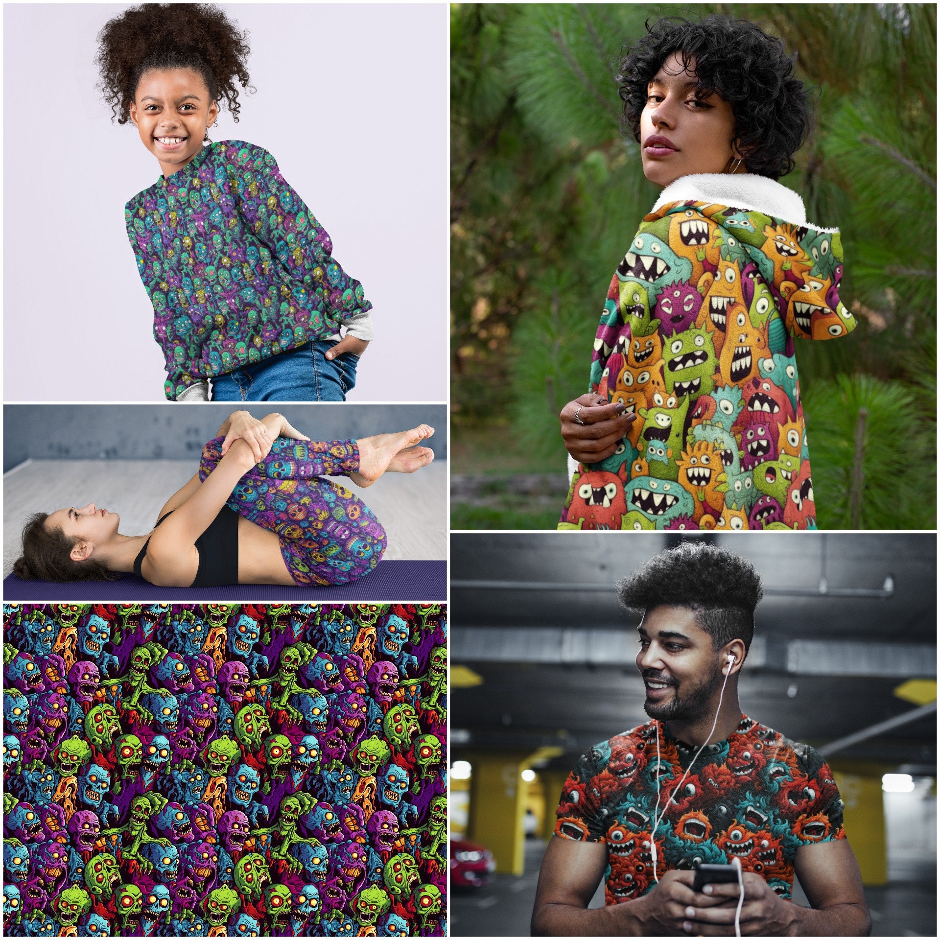 85 Monster Patterns Seamless Scary Patterns Repeatable Monster Pattern ...