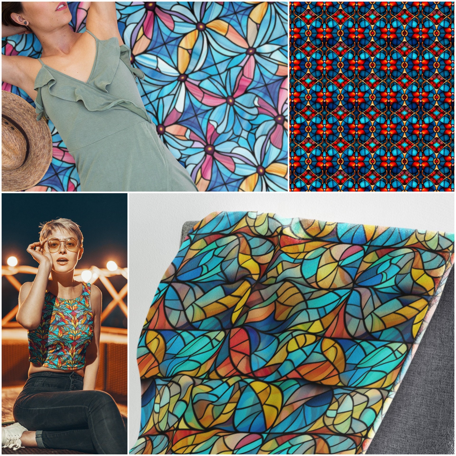 12 Stained Glass Church Patterns Seamless Stained Glass Patterns ...